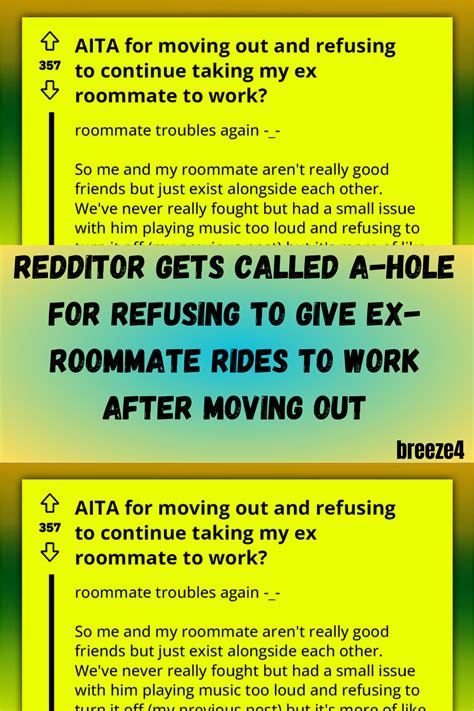 Redditor Gets Called A Hole For Refusing To Give Ex Roommate Rides To