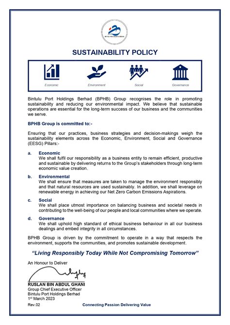 Policies Bintulu Port Holdings Berhad