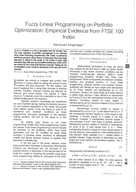 Pdf Fuzzy Linear Programming On Portfolio Optimization Emprical