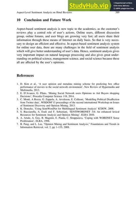 Aspect Level Sentiment Analysis On Hotel Reviews Pdf