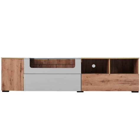 Extsud Tv Schrank Eichenholz Tv Schrank Mit Led Beleuchtung Mit