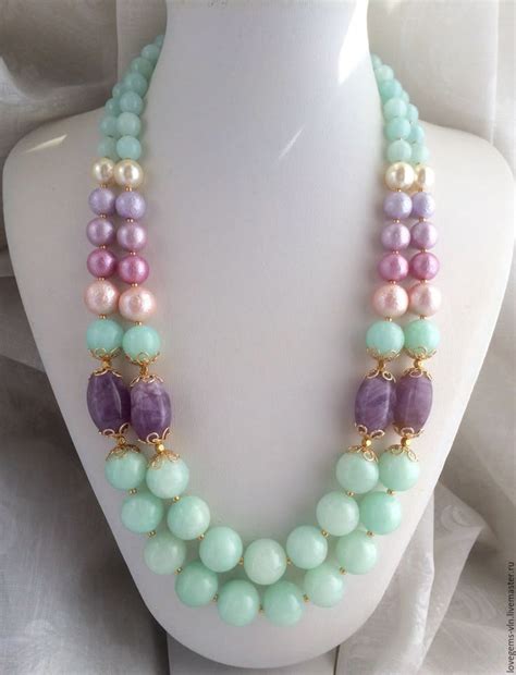 Купить Колье из натуральных камней ЦВЕТА ВЕСНЫ колье натуральные