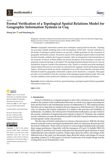 Pdf Formal Verification Of A Topological Spatial Relations Model For