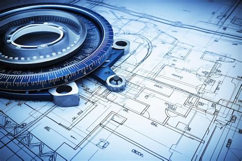 Premium Photo Blueprint Drafting Tools Set