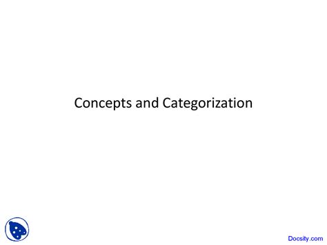 Concepts And Categorization Cognitive Developmental Psychology