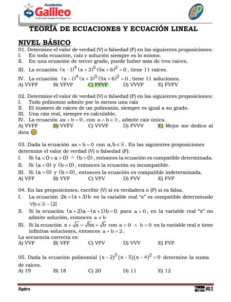 SOLUTION Teoria De Ecuaciones Y Ecuaci N Lineal Studypool