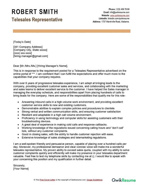 Telesales Cover Letter No Experience