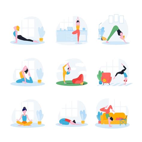 Premium Vector Collection Vector Illustration Woman Practicing Garbha