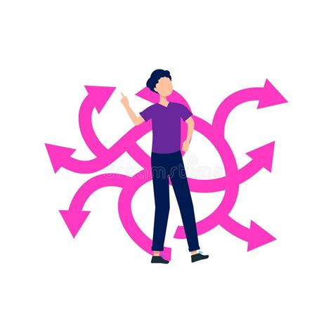Boy Is Showing Different Cognitive Navigation Stock Illustration