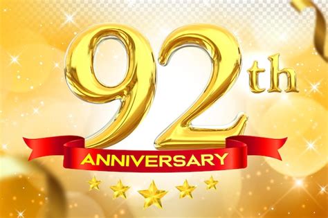 Premium Psd 92 Th Anniversary Golden Banner 3d