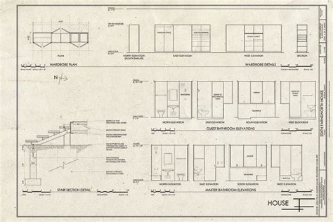 Blueprint Bathroom Elevations Wardrobe Plans And Details And Stair