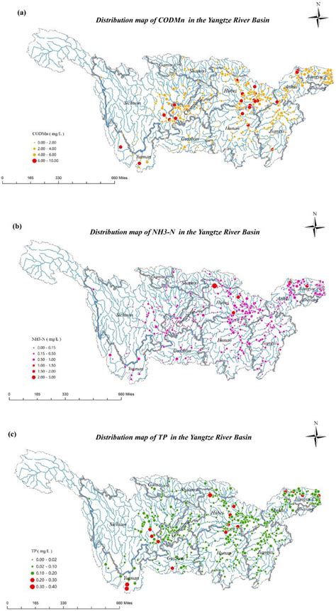 Spatial Distributions Of Average Values Of A Codmn B Nh3n And Ctp In