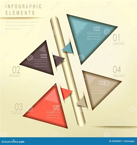 Colorful Modern Triangle Abstract Flow Chart Infographic Stock Vector