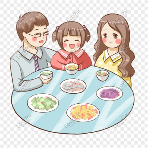 Familia De Dibujos Animados Cenando Juntos Imágenes De Dibujos