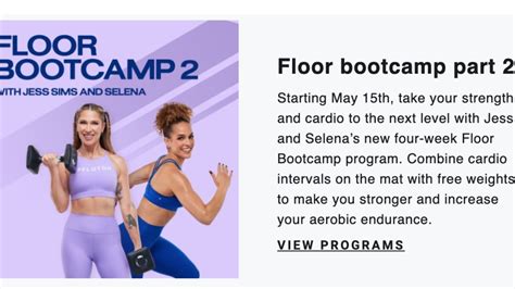 Peloton Releasing Floor Bootcamp 2 Program With Jess Sims And Selena Samuela On May 15 Peloton Buddy