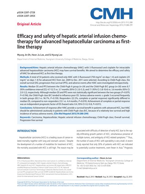 Pdf Efficacy And Safety Of Hepatic Arterial Infusion Chemotherapy For