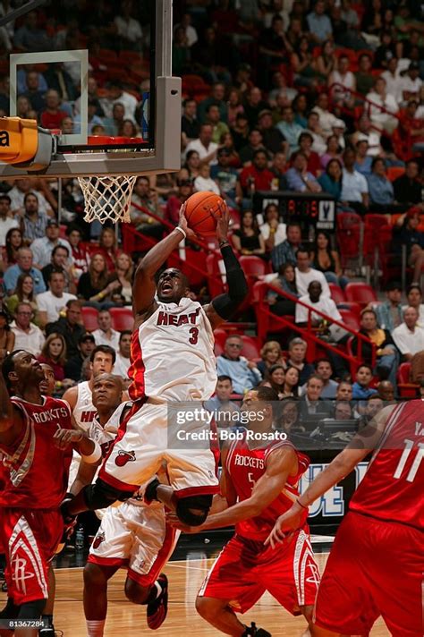 Miami Heat Dwyane Wade In Action Layup Vs Houston Rockets Miami Fl