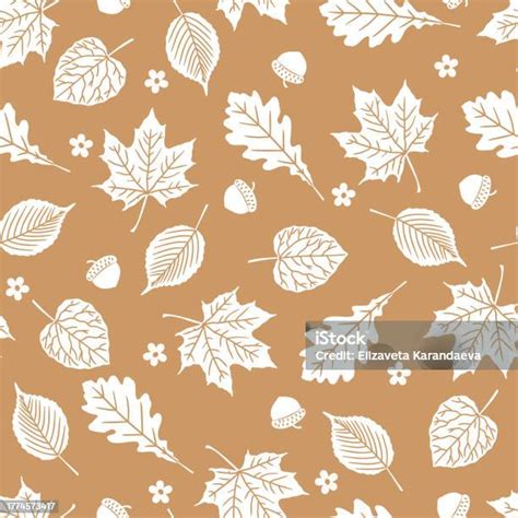 간단한 나뭇잎 꽃 도토리 가을 패턴입니다 배너의 우아한 프린트 10월에 대한 스톡 벡터 아트 및 기타 이미지 10월 9월 가을 Istock