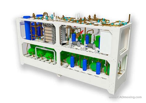 Co2二氧化碳跨临界制冷机结构设计图三维模型 Cad模型网海量3d模型图纸免费下载。
