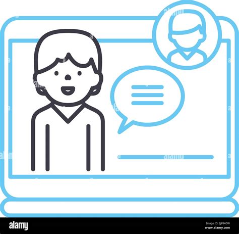 Conference Call Line Icon Outline Symbol Vector Illustration Concept