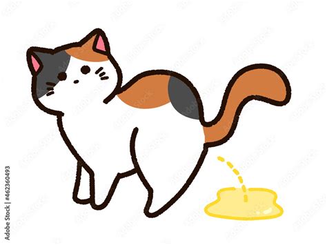 おしっこをする三毛猫 Stock Illustration Adobe Stock