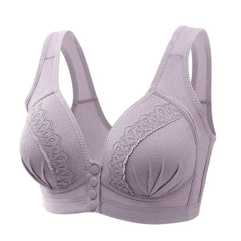 Lolmot Womens Plus Size Front Closure Wirefree Jacquard Back Support