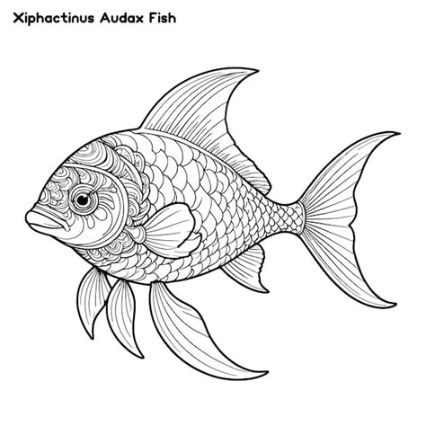 Premium Vector Xiphactinus Audax Fish Hand Drawing Coloring Page And