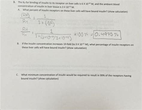 Solved The Kd For Binding Of Insulin To Its Receptor On