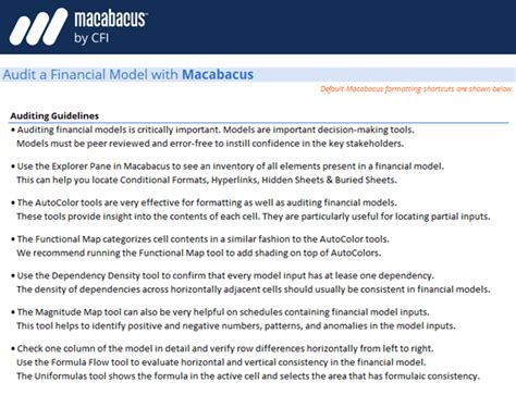 audit a financial model with macabacus corporate finance institute