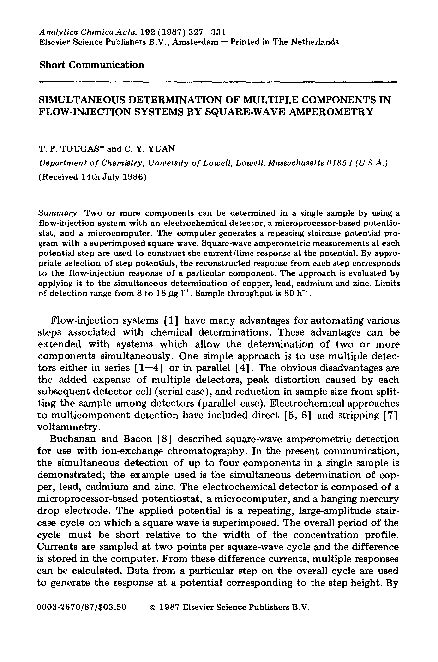 pdf simultaneous determination of multiple components in flow