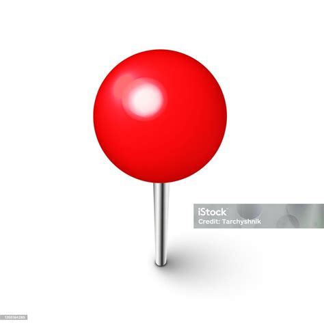 사실적인 빨간색 푸시 핀 흰색 배경에 격리 된 보드 압정 바늘이 있는 플라스틱 푸시핀 벡터 일러스트레이션 개체 그룹에 대한 스톡 벡터 아트 및 기타 이미지 Istock