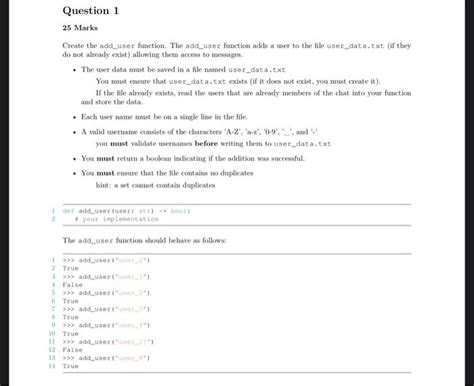 Solved 25 Marks Create The Adduser Function The Adduser