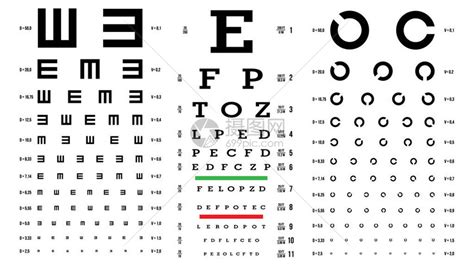 眼睛测试图表向量视力检查验光师检查眼科诊断不同种类视力插画图片下载 正版图片402339551 摄图网