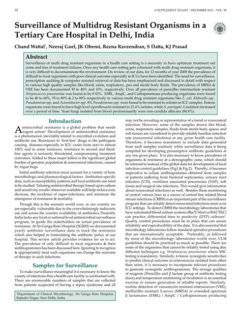 Pdf Surveillance Of Multidrug Resistant Organisms In Tertiary Care Hospital In Delhi India
