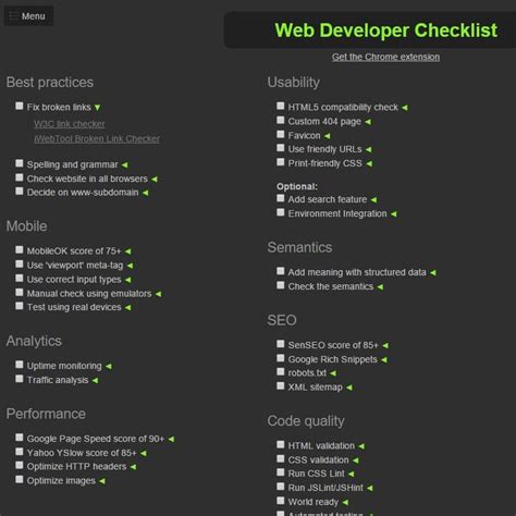 web developer checklist web development design web development