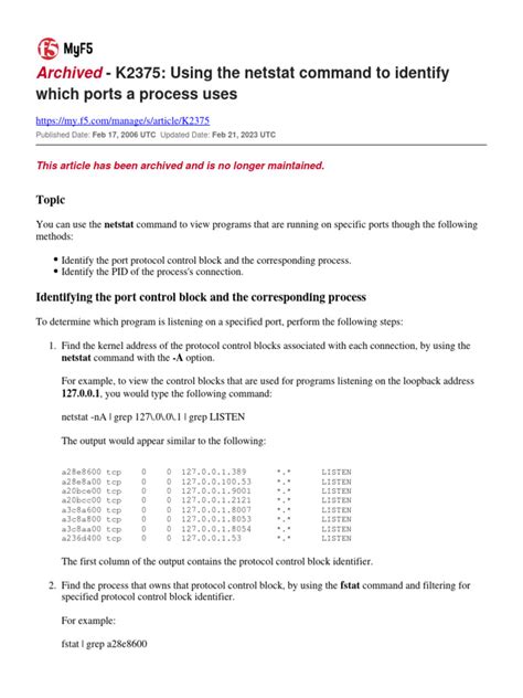 Using The Netstat Command To Identify Which Ports A Process Uses Pdf