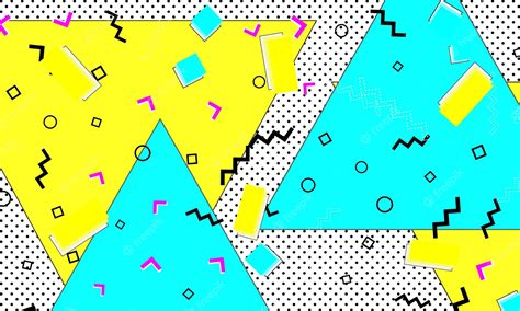 Premium Vector 90s Print Blue Yellow Triangle Pattern Funky Modern Art