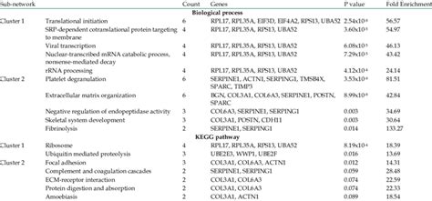 Enrichment Analysis Of Top 2 Clusters Of Sub Network Analyzed From