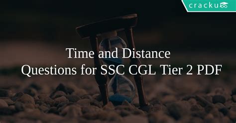 Time And Distance Questions For SSC CGL Tier PDF Cracku