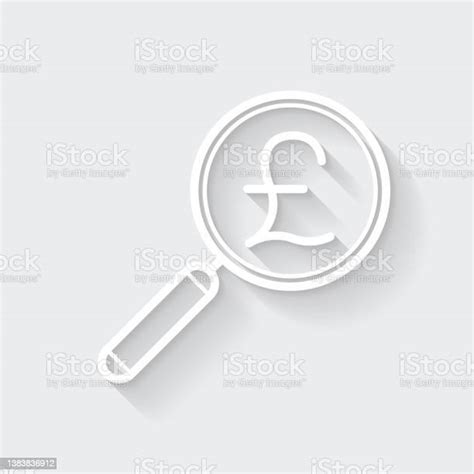 Loupe Avec Signe Pound Icône Avec Une Ombre Longue Sur Fond Vide Flat