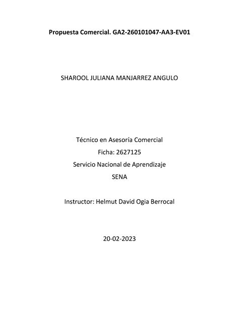 Propuesta Comercial Sharool Propuesta Comercial GA2 260101047 AA3 EV