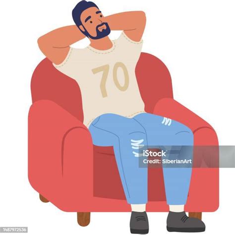 안락의자에 앉아 꿈을 꾸는 남자 하얀 배경에 고립된 벡터 아이콘 명상하기에 대한 스톡 벡터 아트 및 기타 이미지 명상하기 몽상 반사 제작물 Istock