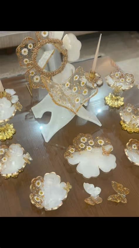 ‎رزین ظروف رزینی سرویس پذیرایی جهیزیه ساعت مدرس رزین آموزش‎ ‎صفا باشه با موزیک😁 ️‍🔥کار دست