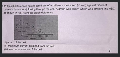 Potential Differences Across Terminals Of A Cell Were Measured In Volt