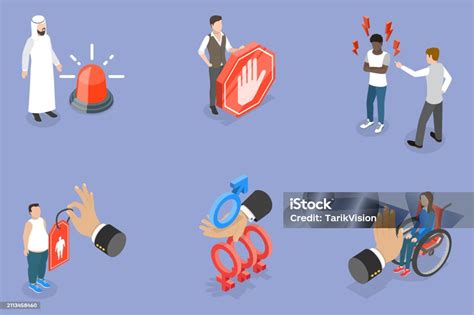 3d 아이소 메트릭 플랫 벡터 차별의 개념적 그림 괴롭힘에 대한 스톡 벡터 아트 및 기타 이미지 괴롭힘 편향 3차원 형태 Istock