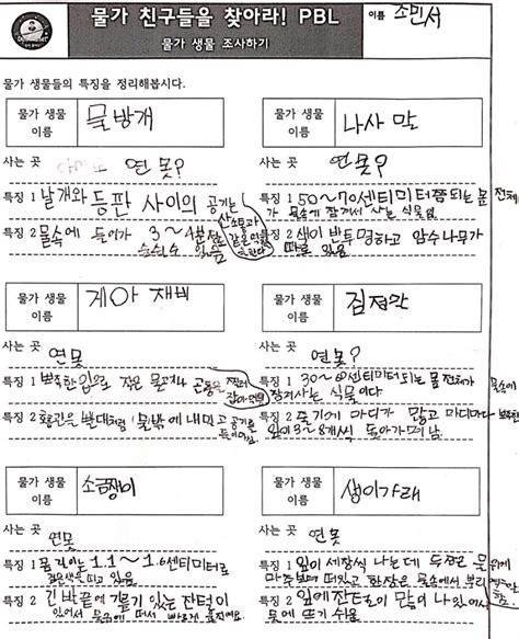달리쌤 Pbl 물가 친구들을 찾아라 Step4 물가에 사는 생물 공부하기프로젝트수업프로젝트학습문제중심학습현상기반학습