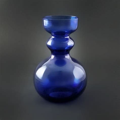 Vintage Cobalt Blue Bulb Forcing Vase Hand Blown Glass Ssg Etsy