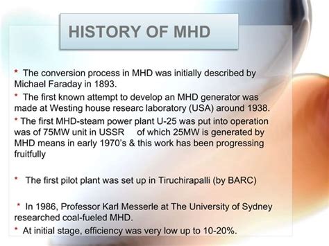 Magneto Hydrodynamics Power Generation PPT