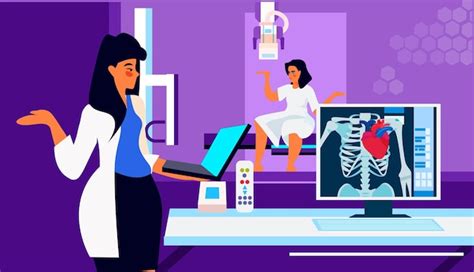 Premium Vector Doctor Cardiologist Examining Heart X Ray Scan Of