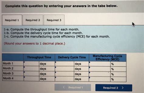 Solved 1 A Compute The Throughput Time For Each Month1 B